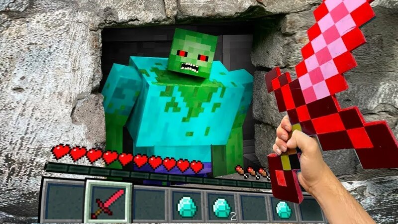 Minecraft RTX in Real Life Zombie Battle in Realistic Minecraft RTX ...