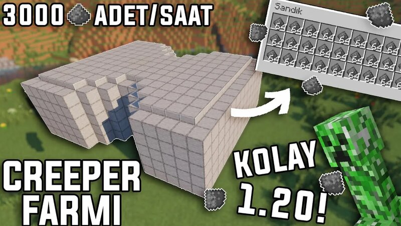 Minecraft Kolay Creeper Farm Yapımı 3000+ Barut Adet/Saat 1.20/1.19 ...