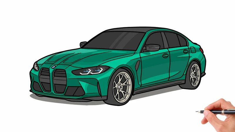 How to draw a BMW M3 G80 2021 / drawing bmw 3 series step by step ...