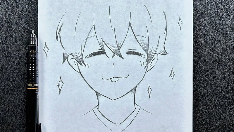 Easy cute anime drawing | how to draw cute anime boy easy step-by-step ...