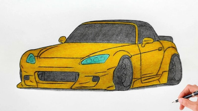 How to draw a Honda S2000 1999 / drawing 3d car / coloring honda s2k ...