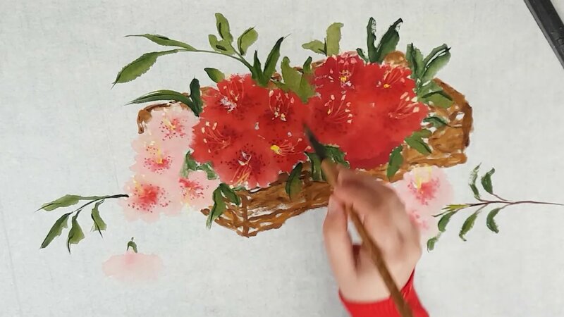 Как рисовать Азалию видео урок How to draw Azalea tutorial 진달래꽃 그림 그리기 ...