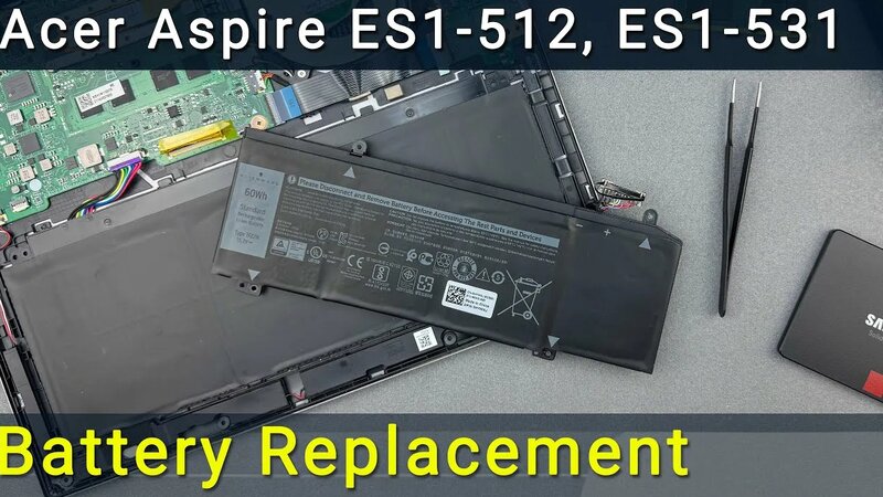 Acer Aspire ES1-512, ES1-531 disassembly and battery replace, как ...