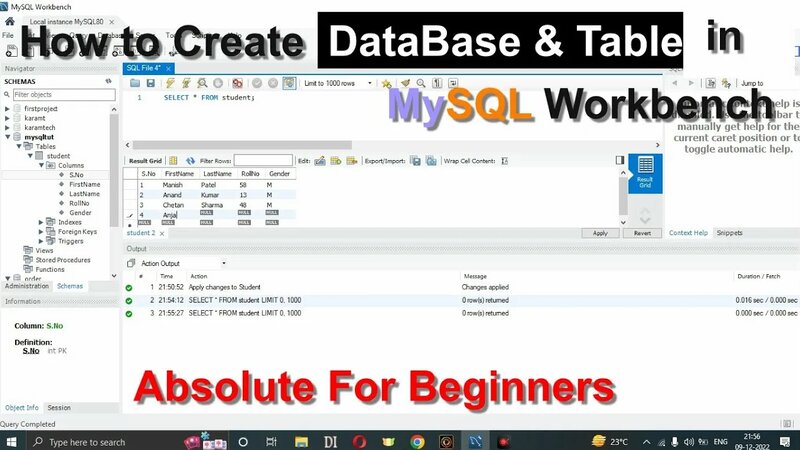 How to create database & table in mysql Workbench 8.0.3 | Create Table ...