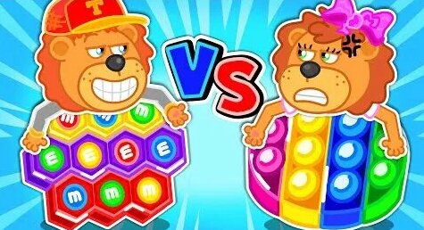 Kids play Pop It Challenge #2. Stories about friendship | Lion Family ...