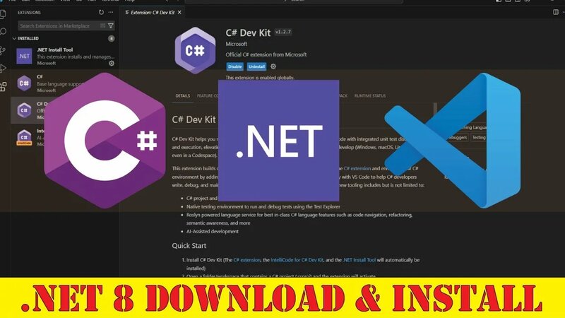 C# and .Net in Visual Studio Code ( vscode ) | C# Dev Kit | Setup and ...