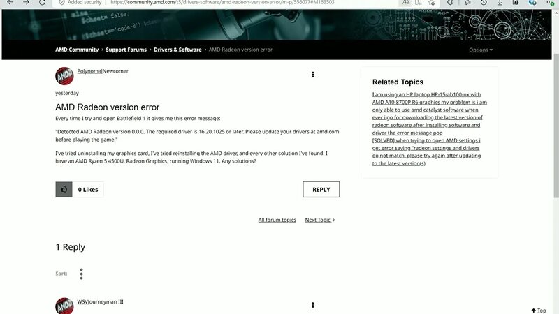 AMD Drivers For Windows | Error Detected AMD Radeon version 0.0.0 ...