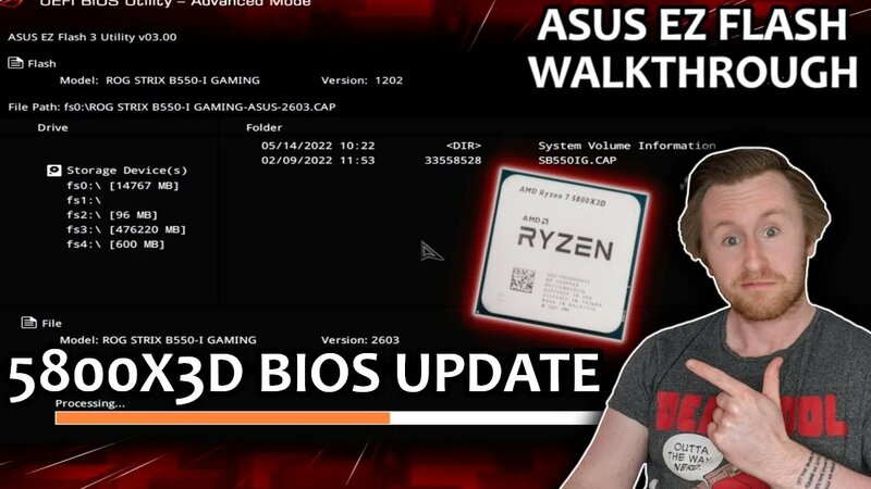 Ryzen 7 5800x3d BIOS Update! ASUS ROG Strix B550i Motherboard EZ Flash ...