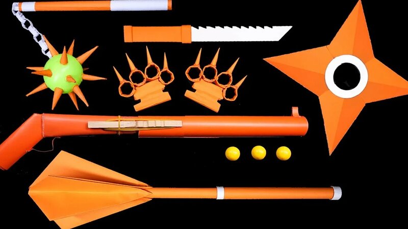 06 Easy Origami Ninja Star/Knife/Gun/Paper Weapon || How to make ...