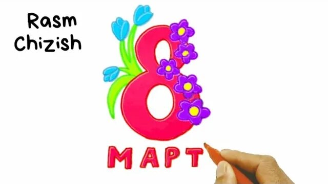Rasm chizish |8-MART rasmini chizishni|Рисунок 8-марта Resim nasıl ...