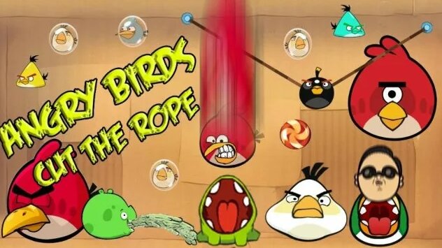 angry birds cut the rope mashup animated parody starring psy - Смотреть ...