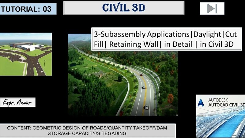 3-Subassembly Applications | Daylight | Cut Fill | Retaining Wall| in ...