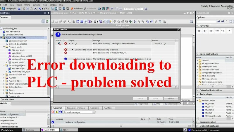 TIA Portal error dowloading to module PLC or Plcsim - problem solved ...