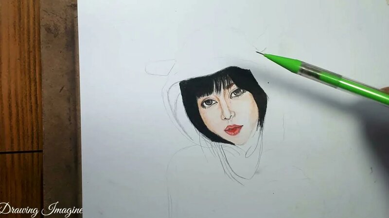 Pong Kyubi/pong kitchen realistic drawing using colour pencil ...