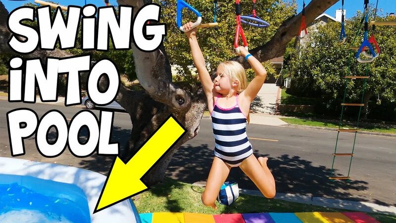 Ninja Water Balloon Challenge! Swing into a Pool of Water Balloons and ...