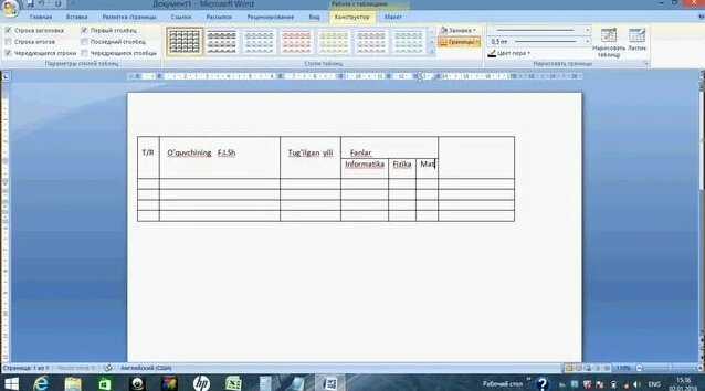 Word dasturida jadvallar bilan ishlash - Смотреть онлайн в поиске ...