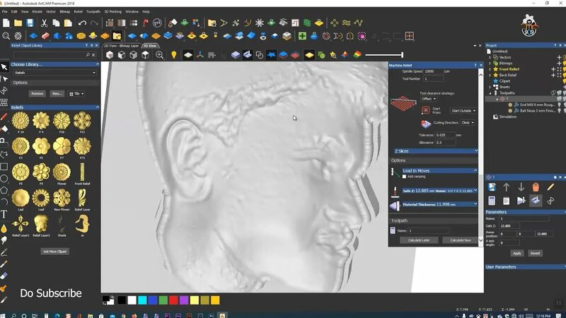 Artcam Tutorial 2020 Face Wizard 3D Modeling & Creating 3D Toolpath in ...