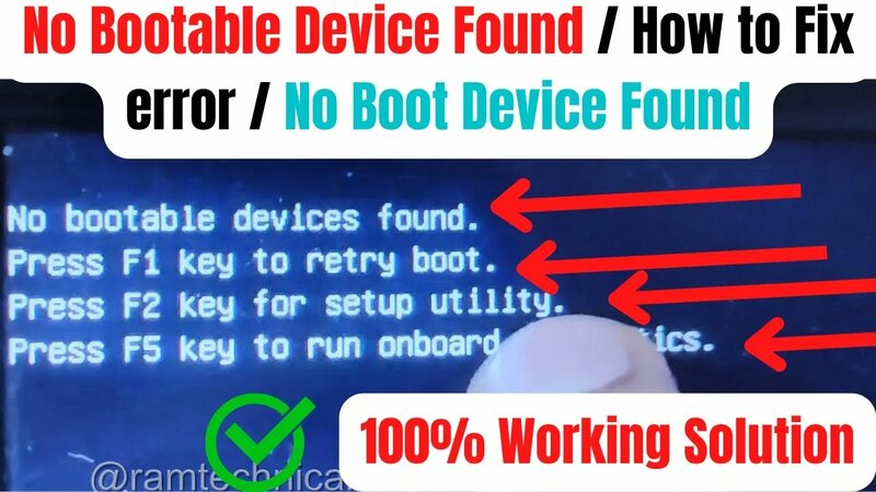 !FIXED! Error No Bootable Device Found / dell laptop no boot device ...