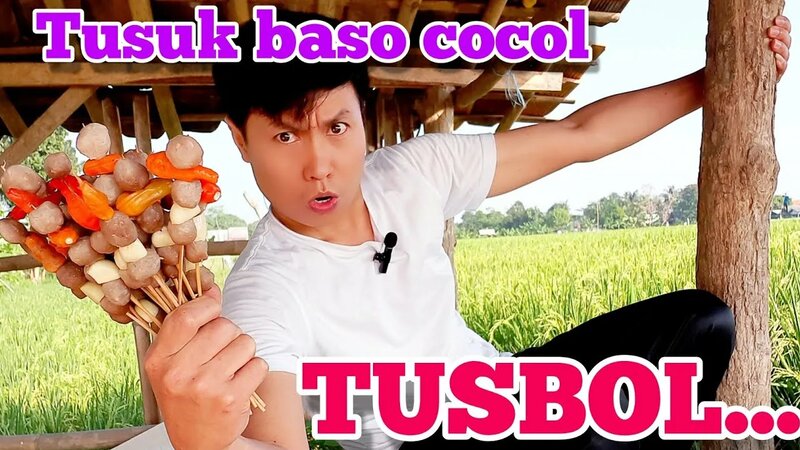 Tusbol..Tusuk BASO Cocol Mukbang NASI Mentah Setengah Matang DI Tengah ...