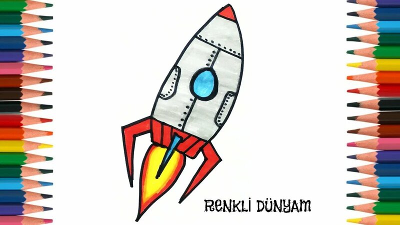 Roket Nasıl Çizilir ? Roket Çizimi (How to draw a rocket) Renkli Dünyam