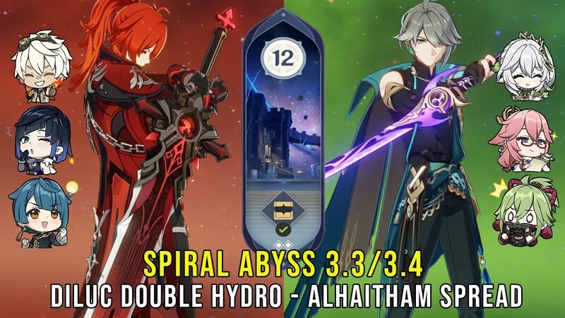 C5 Diluc Double Hydro and C0 Alhaitham Spread - Genshin Impact Abyss 3. ...