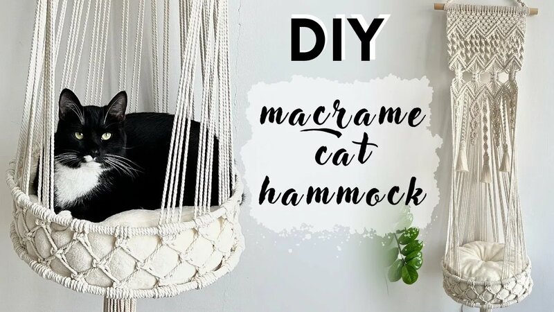 DIY Macrame Cat Hammock #2 DIY Cat Bed Kitten Hanging Bed Macrame cat ...