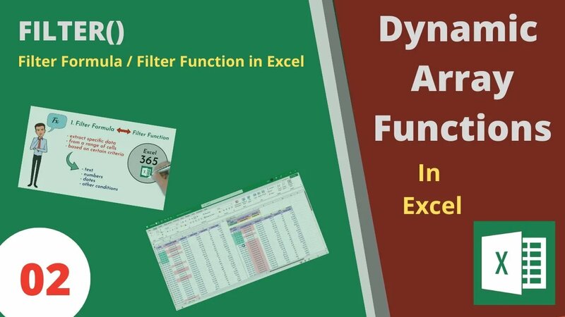 02 Filter Formula in Excel | Filter Functions | Dynamic Array Function ...