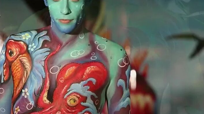 Видео Профессиональный бодиарт на мужских телах_Professional body art ...