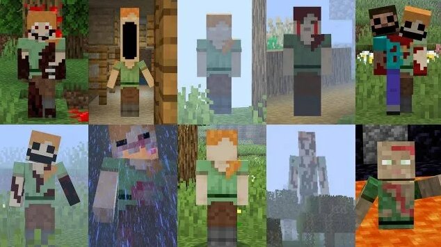 Все виды страшных алекс в майнкрафт ! мод alex horror mod minecraft ...