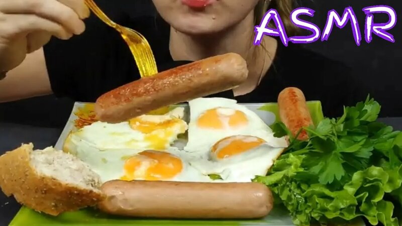 Асмр жареные сосиски и яичница мукбанг | asmr fried sausages and fried ...