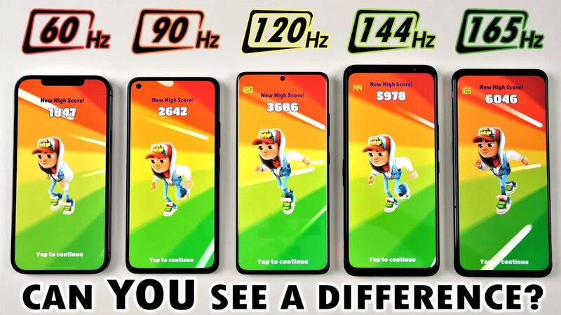 [Slow Motion] 165Hz vs 144Hz vs 120Hz vs 90Hz vs 60Hz - Smartphone ...
