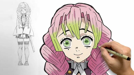 How To Draw Mitsuri Kanroji From Kimetsu no Yaiba I step-by-step ...