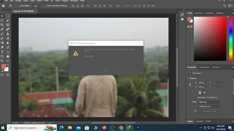 How to Fix Camera Raw Filter Error | GPU Acceleration Required Issue ...