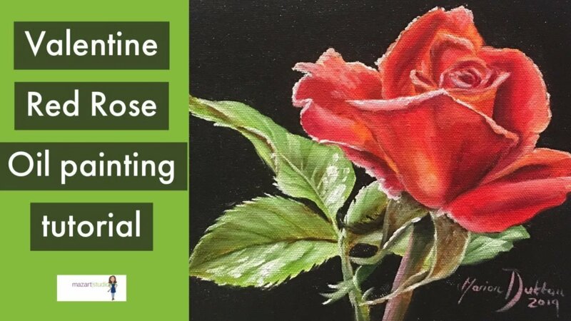 Rose Painting Tutorial for Beginners. Valentine Red Rose - Oil Over ...