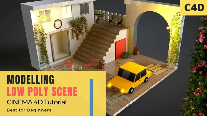 Cinema 4d Tutorial - Modelling low poly scene - Texturing and Lighting ...