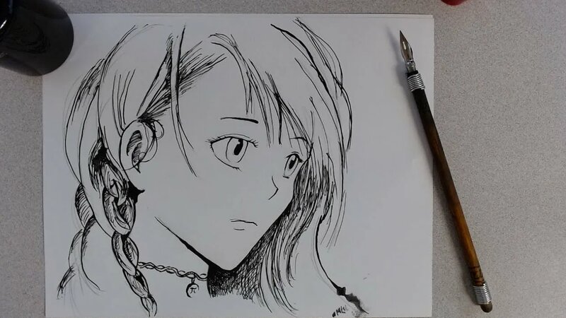 Drawing Manga with a Dip Pen - Manga Ink Raw Recording (No audio No ...