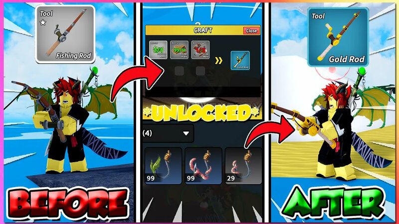 Blox Fruits Update 27 How To Get New Fishing Gold Rod, New Bait Fast ...