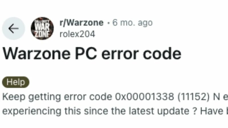 How To Resolve Call Of Duty: Warzone Error Code 0x00001338 (11152) N ...