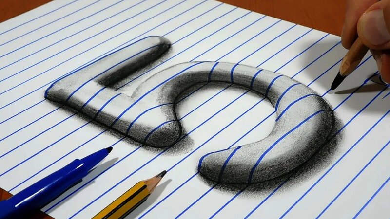How to Draw Number 5 Drawing 3D Art on Line Paper - Смотреть онлайн в ...