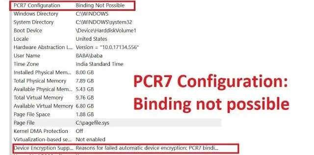 Device encryption support failed /PCR7 binding is not supported in HP ...