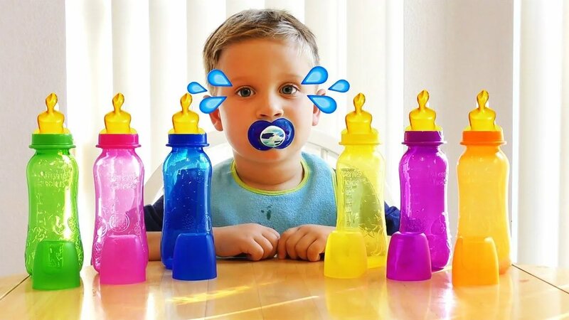 Bad Baby Learn Colors For Kids with Colored Baby bottles Johny Johny ...