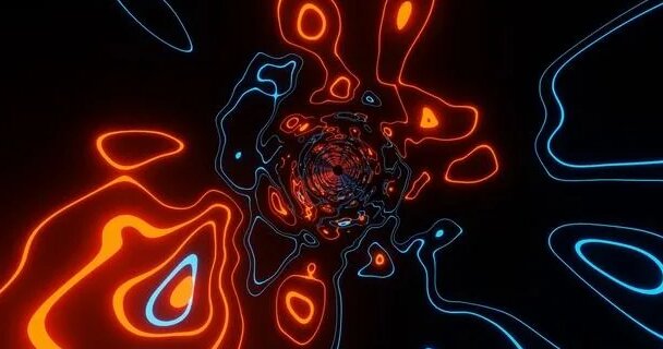 VJ LOOP NEON Hypnotic Blue Orange Tunnel Abstract Background Video ...
