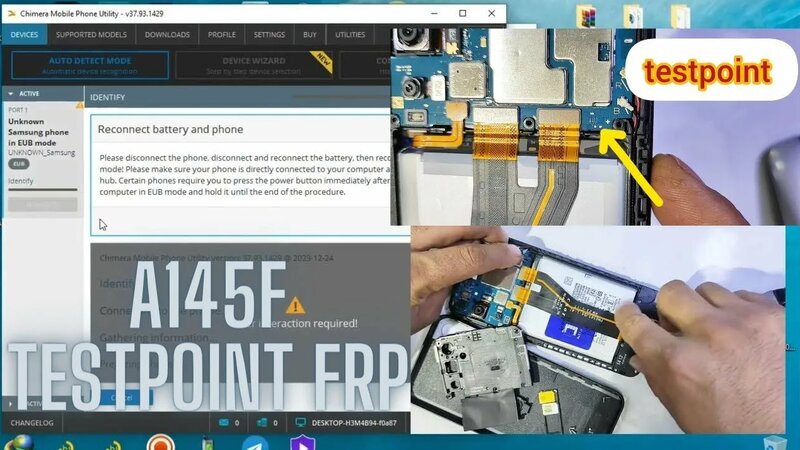 Samsung A14 A145F frp bypass in EUB mode/testpoint /android 13 ...