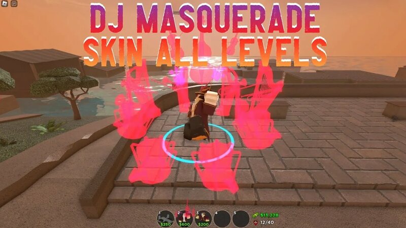 TDS DJ masquerade skin showcase all levels | Tower Defense Simulator ...