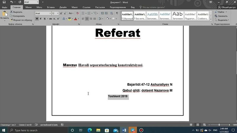Mavzu: 10 - Word - Referat tayyorlash - Yandex Video aramada çevrimiçi izle