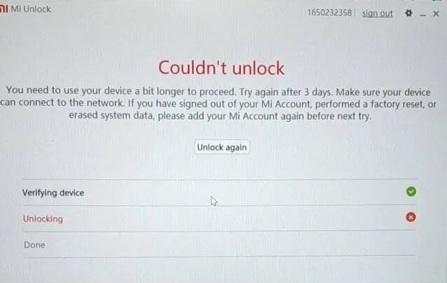 Xiaomi unlock bootloader Couldn't unlock, you need to use your device a ...