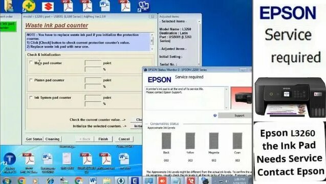 epson l3260 ink pad needs service | Epson L3260 How to Reset E-11 / The ...