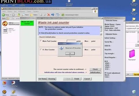 Сброс памперса Epson Stylus S22 Adjustment program Epson S22 Видео ...