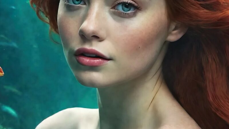 Emma Stone as Little Mermaid 1989 Ariel in Real Life AI # ...
