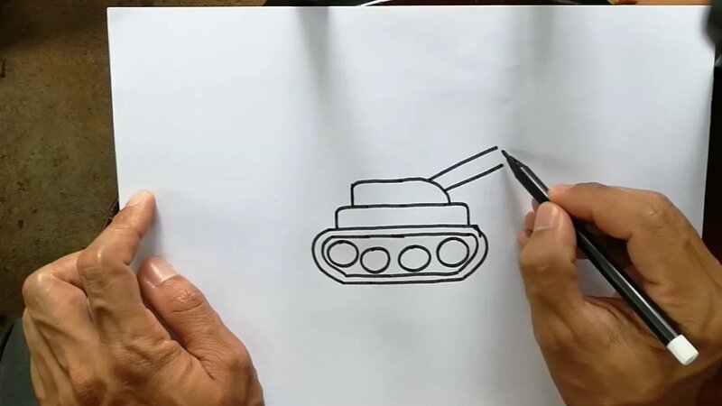 How to draw a tank Hand drawing picture Color pencil drawing a tank cartoon